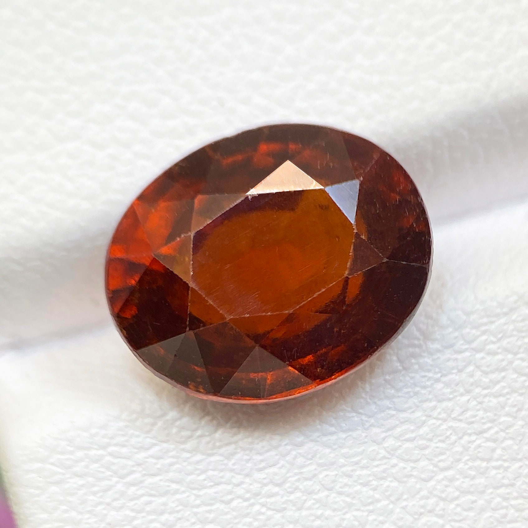 7.42ct Spessartite Garnet Orange Red Oval Cut 12.3 X 10.4 MM Faceted Loose Gem Beautiful ...