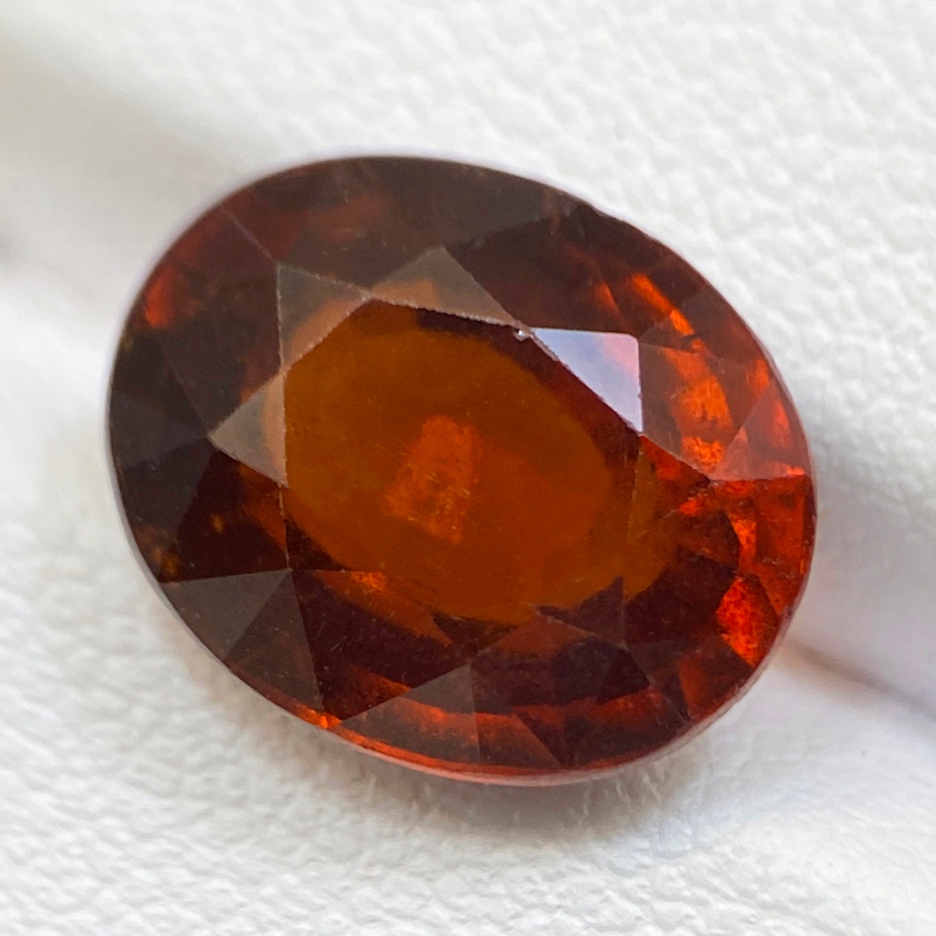 7.42ct Spessartite Garnet Orange Red Oval Cut 12.3 X 10.4 MM Faceted ...