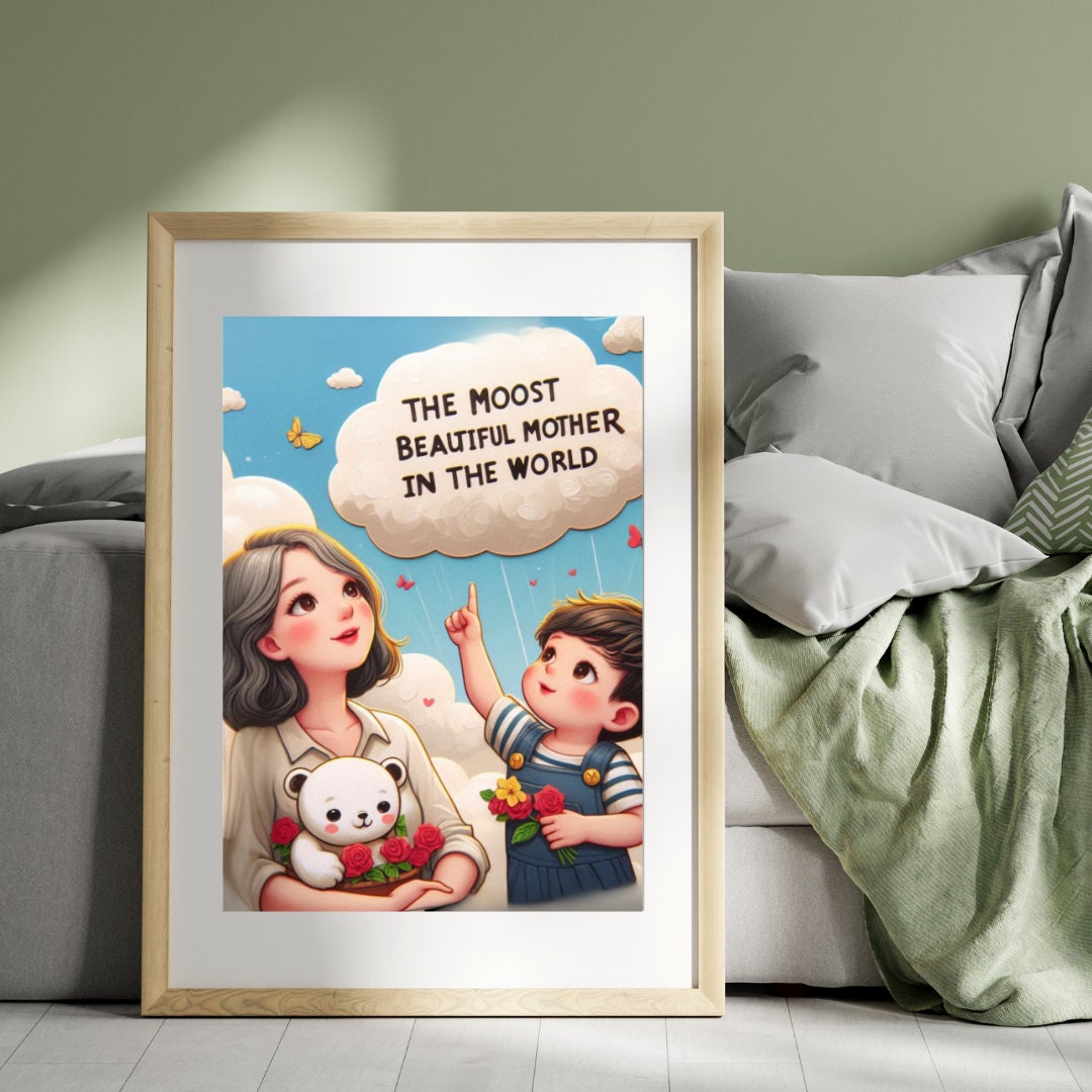 The Most Beautiful Mother in the World Poster, Digital Wall Art ...