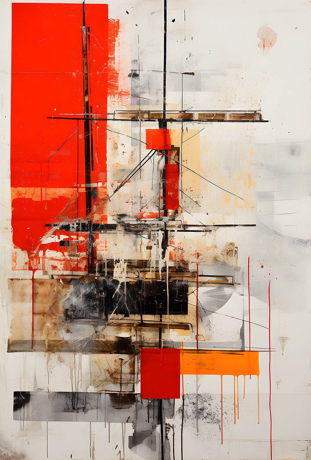 Red No:03_abstract Collage Painting Poster,digital Printable Wall Decor ...