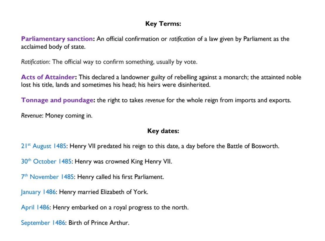 Tudor Bundle History Revision Notes From King Henry VII to Queen ...