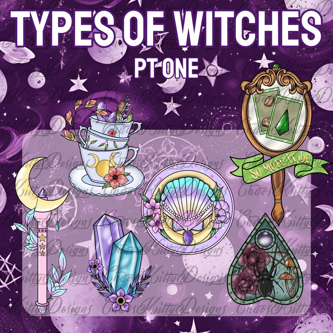Types of Witches Digital Graphics Illustrations | Witchy Artwork ...