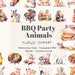 Watercolor Barbecue BBQ Clipart Cute Animal Party Clipart Summer ...
