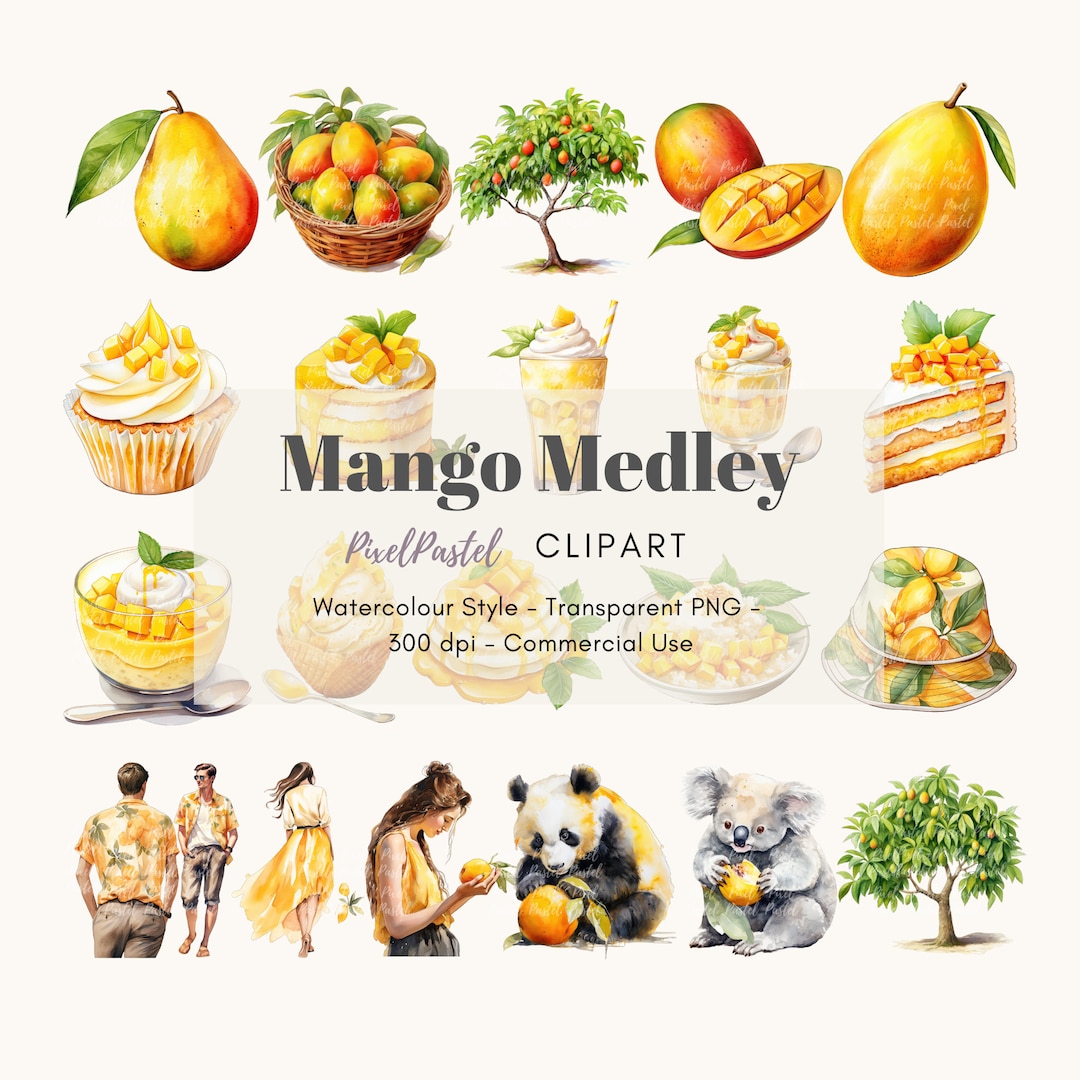Watercolor Mango Clip Art Mango Desserts Trees Mango Print Animal ...