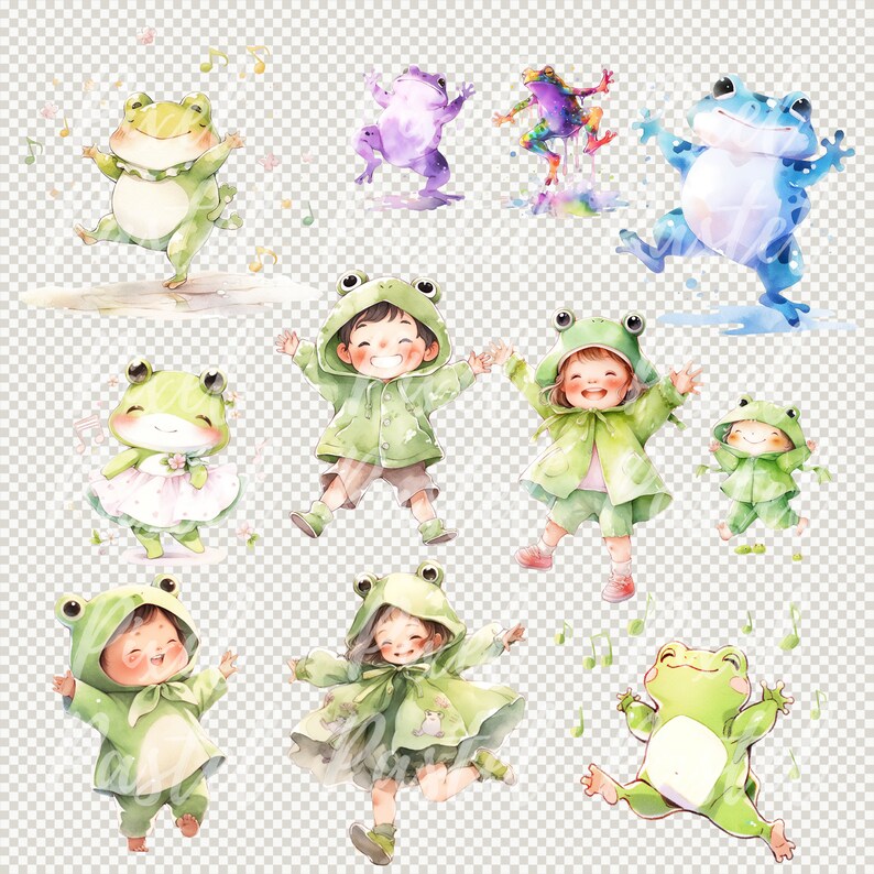 Watercolor Dancing Frog Clipart Frog Dress up Clip Art Frog Lover Art ...