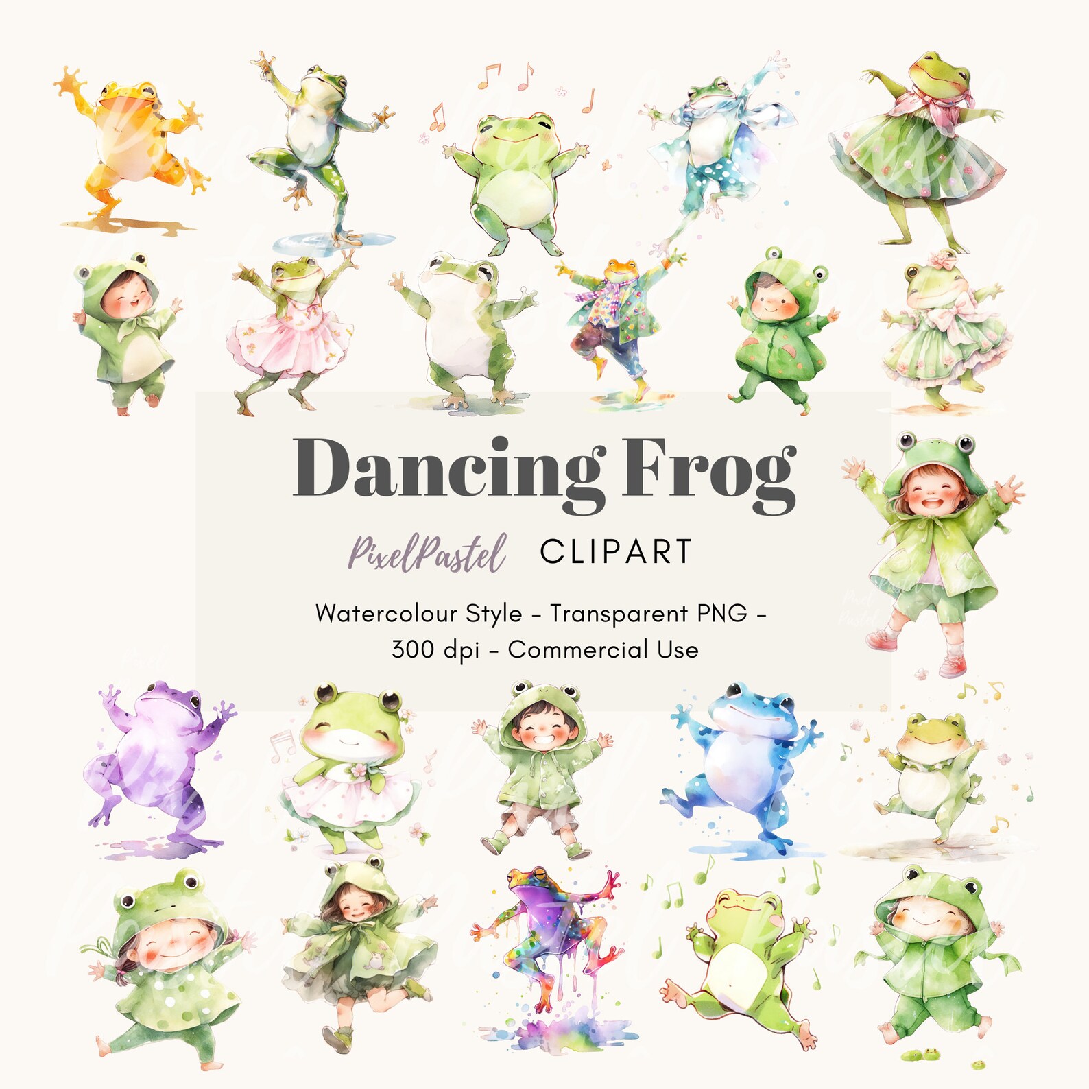 Watercolor Dancing Frog Clipart Frog Dress up Clip Art Frog Lover Art ...