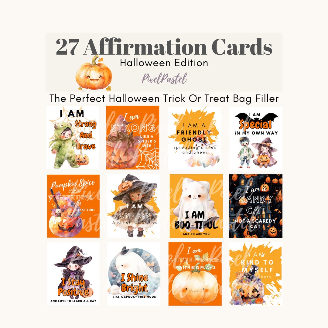 Halloween Positive Affirmation Cards Trick or Treat Filler halloween ...