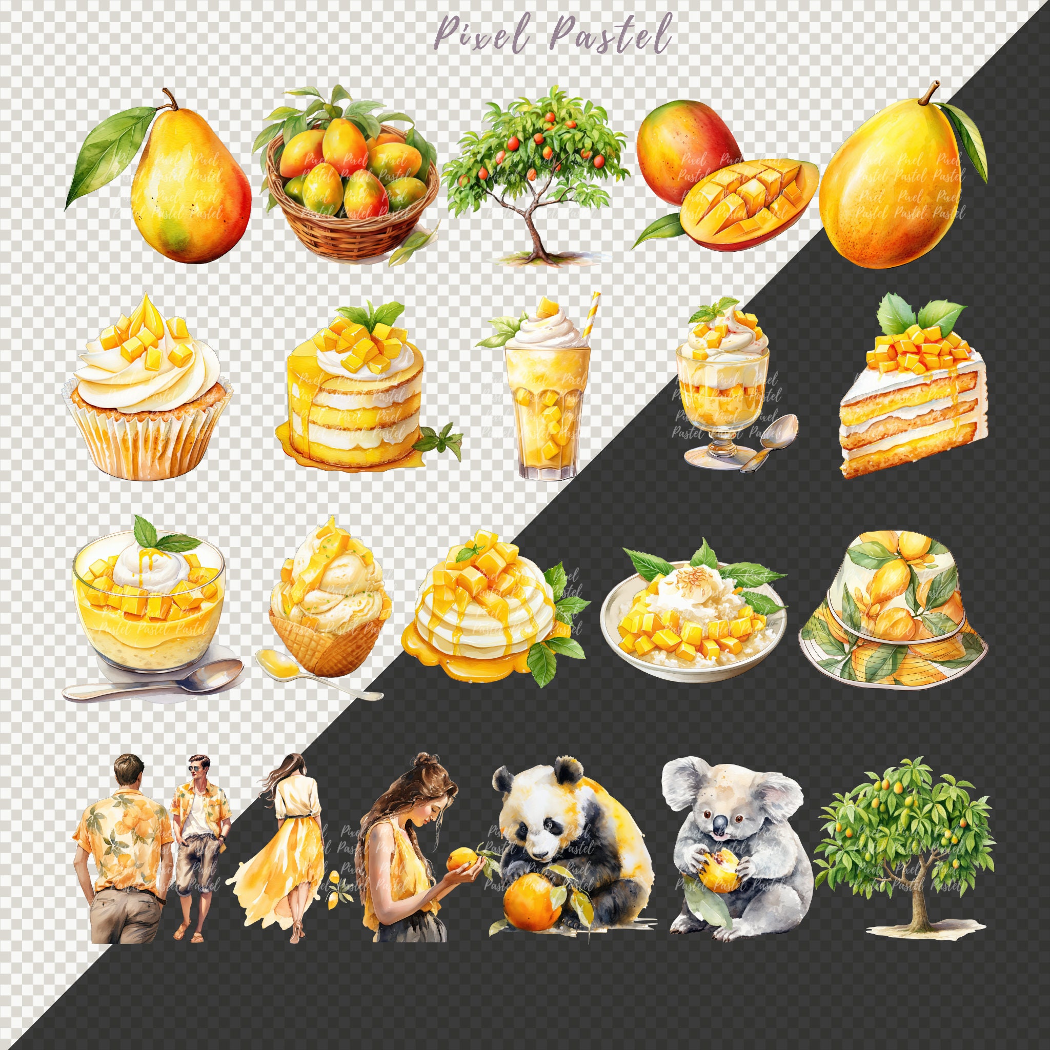 Watercolor Mango Clip Art Mango Desserts Trees Mango Print Animal ...