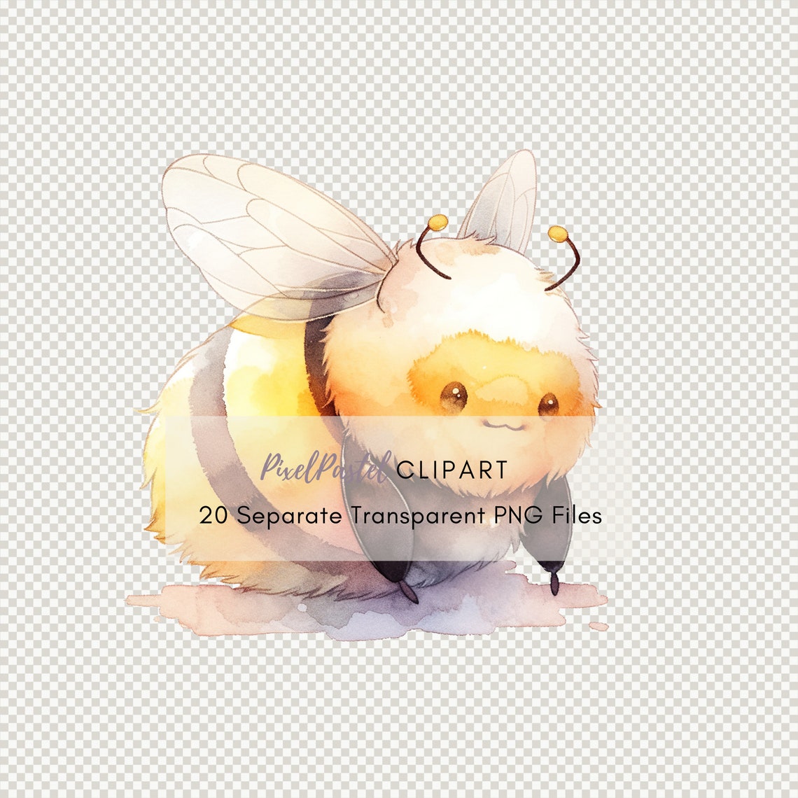 Watercolor Honey Bee Clipart Kawaii Animal Bumble Bee Clipart PNG ...