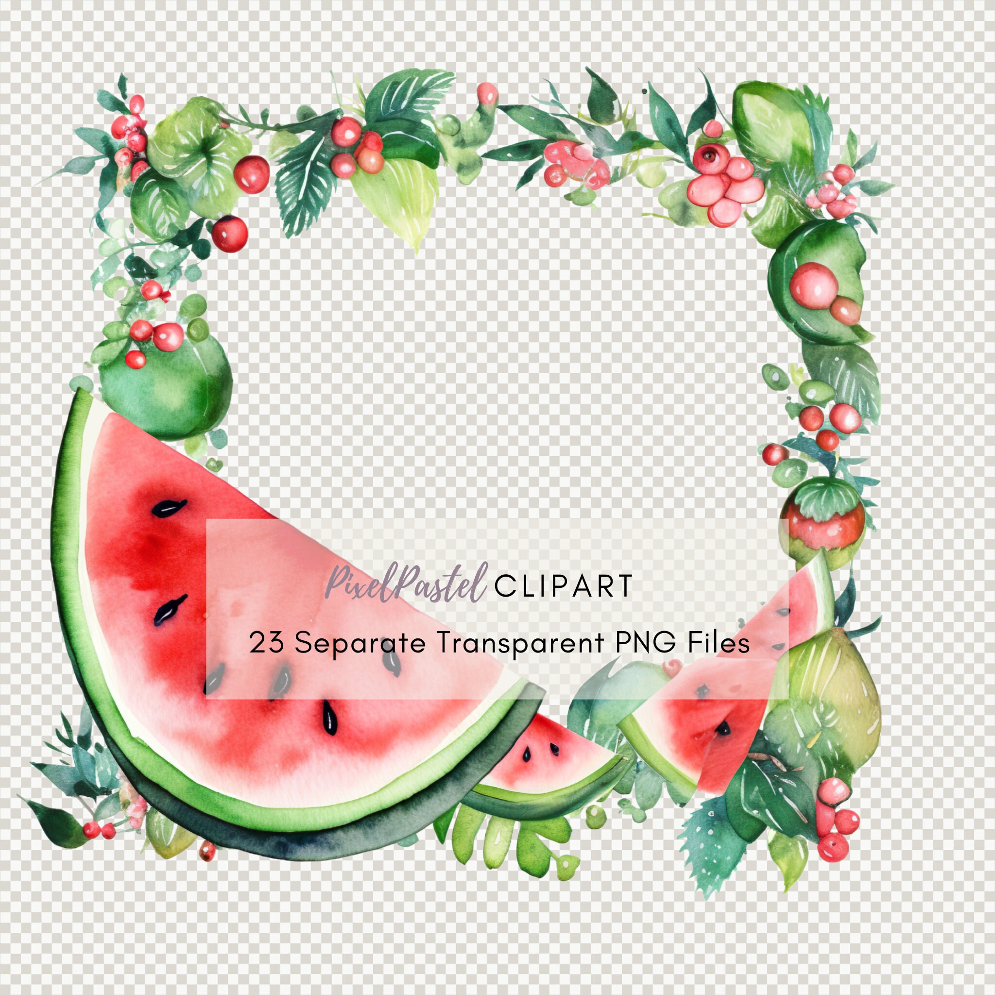 Watercolor Watermelon Clipart Summer Fruit Graphics Cute Animals Eating ...