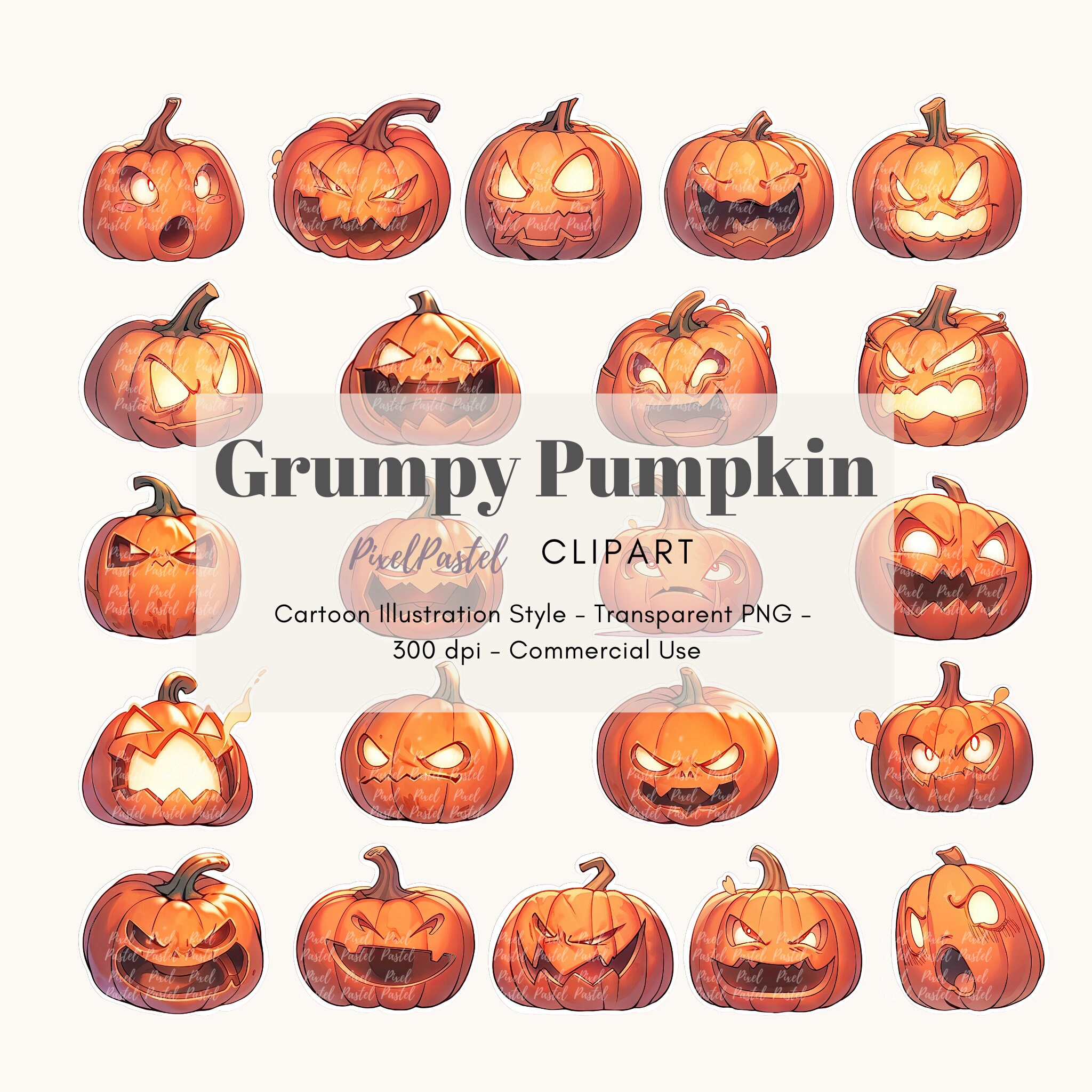 Grumpy Clip Art Pumpkins