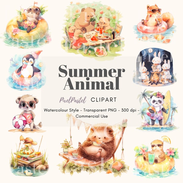 Summer Animals Clipart - Etsy