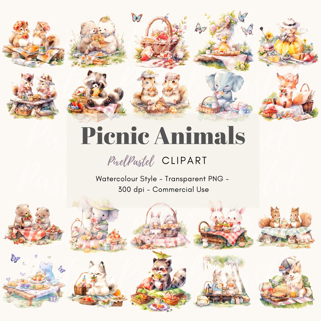 Picnic Animal Clip Art Summer Animal Clip Art Cute Animals Clipart ...
