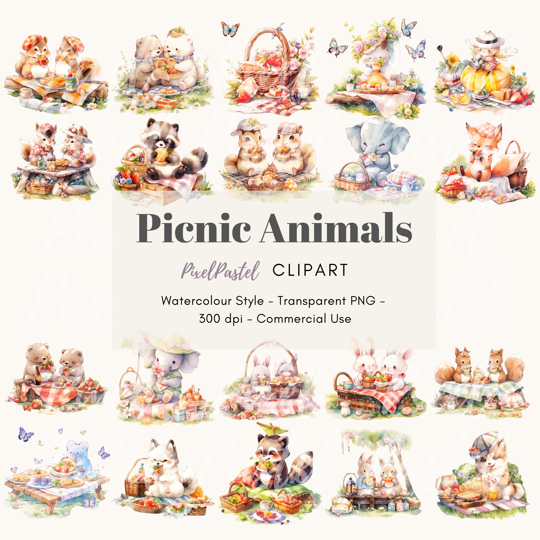 Picnic Animal Clip Art Summer Animal Clip Art Cute Animals Clipart ...