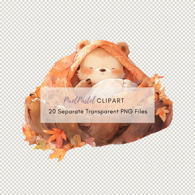 Fall Autumn Woodland Animals Clip Art Adorable Baby Animal PNG Animals ...