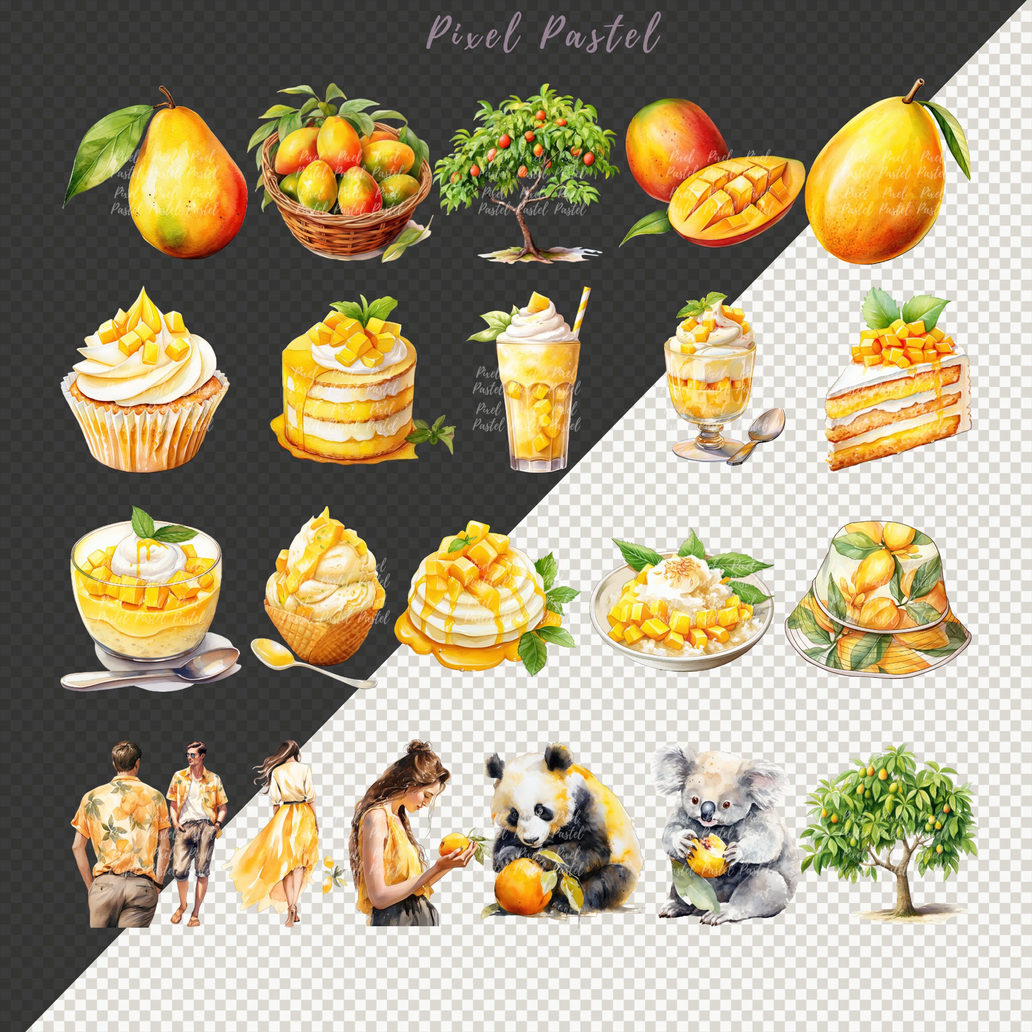 Watercolor Mango Clip Art Mango Desserts Trees Mango Print Animal ...