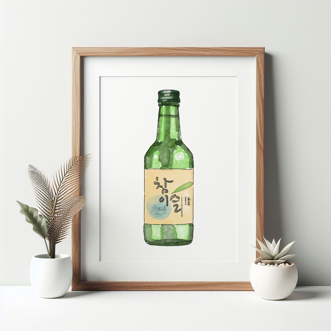 Soju Memories Watercolor Digital Art Print, Wall Decor, Bedroom, Living ...