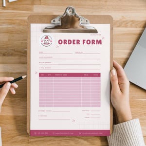 Editable Order Form | Pink Order Form Template | Bakery Business Forms ...