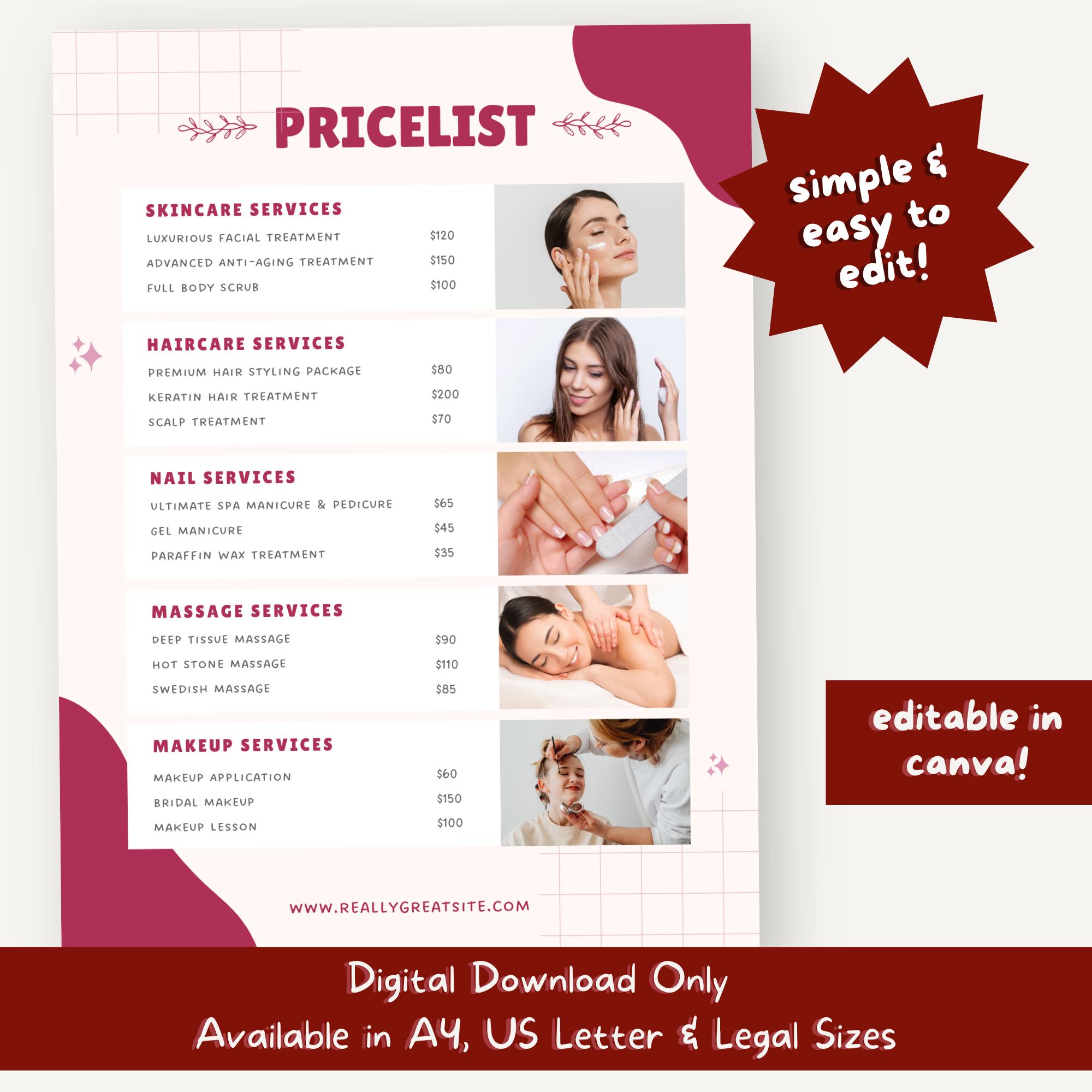 Editable Price List Template | Price List | Bakery Business Forms ...