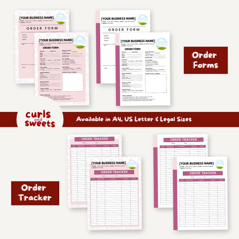 Editable Bakery Forms Canva Template | Invoice Forms, QR Code Sign ...