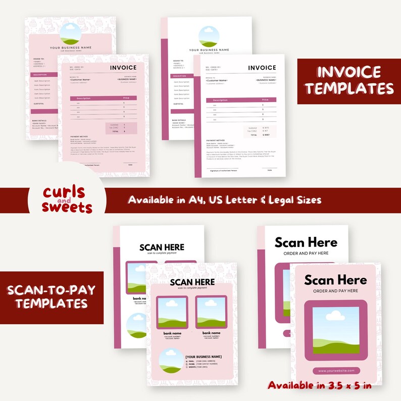 Editable Bakery Forms Canva Template | Invoice Forms, QR Code Sign ...
