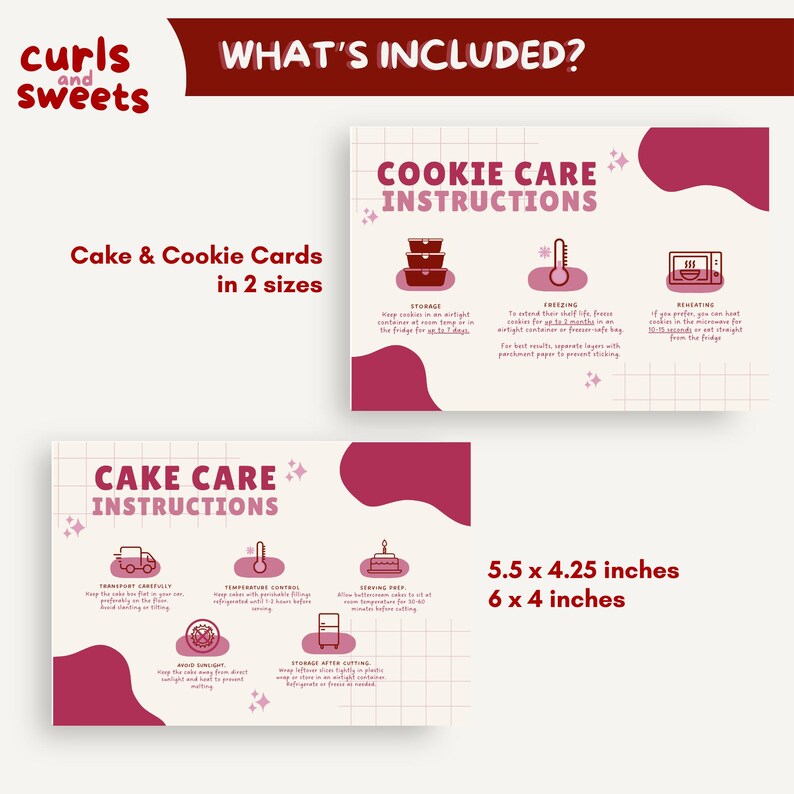 Editable Bakery Care Card Bundle, Small Business Thank You (digital ...