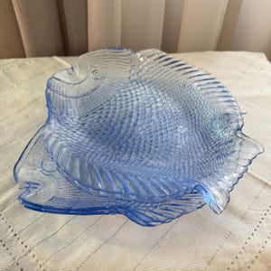 Vintage Blue Glass Pasabahce Molded Fish Plates Set of 4 - Nautical ...