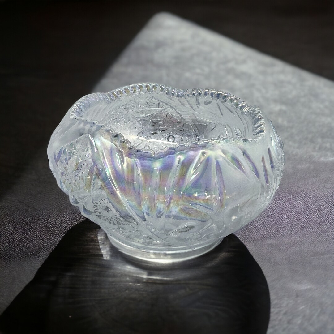 Vintage LE Smith Iridescent Carnival Glass Bowl With Hobstar Sawtooth ...