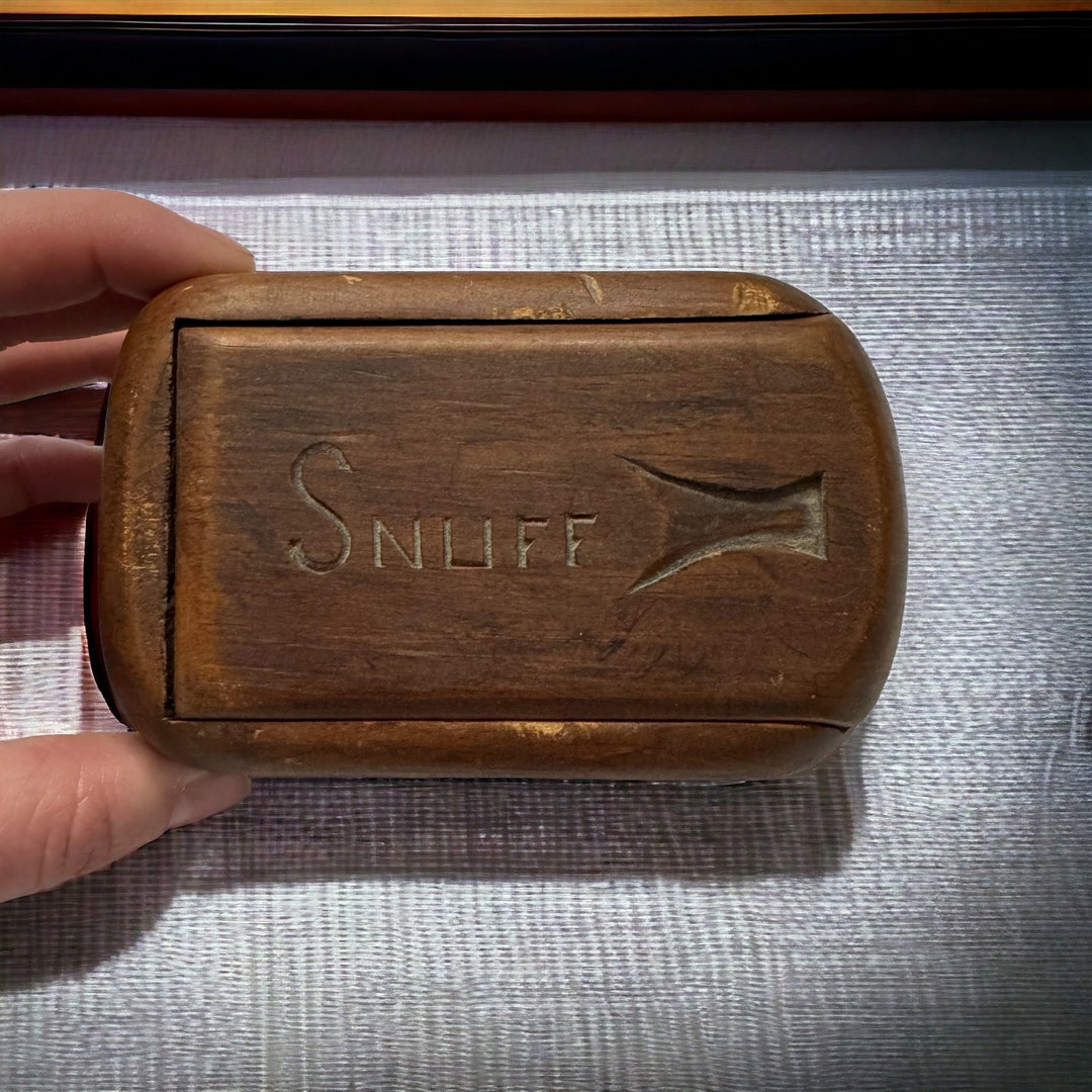 Antique Snuff Box Wooden Box Snuff Case Collectable Tobacciana Top ...