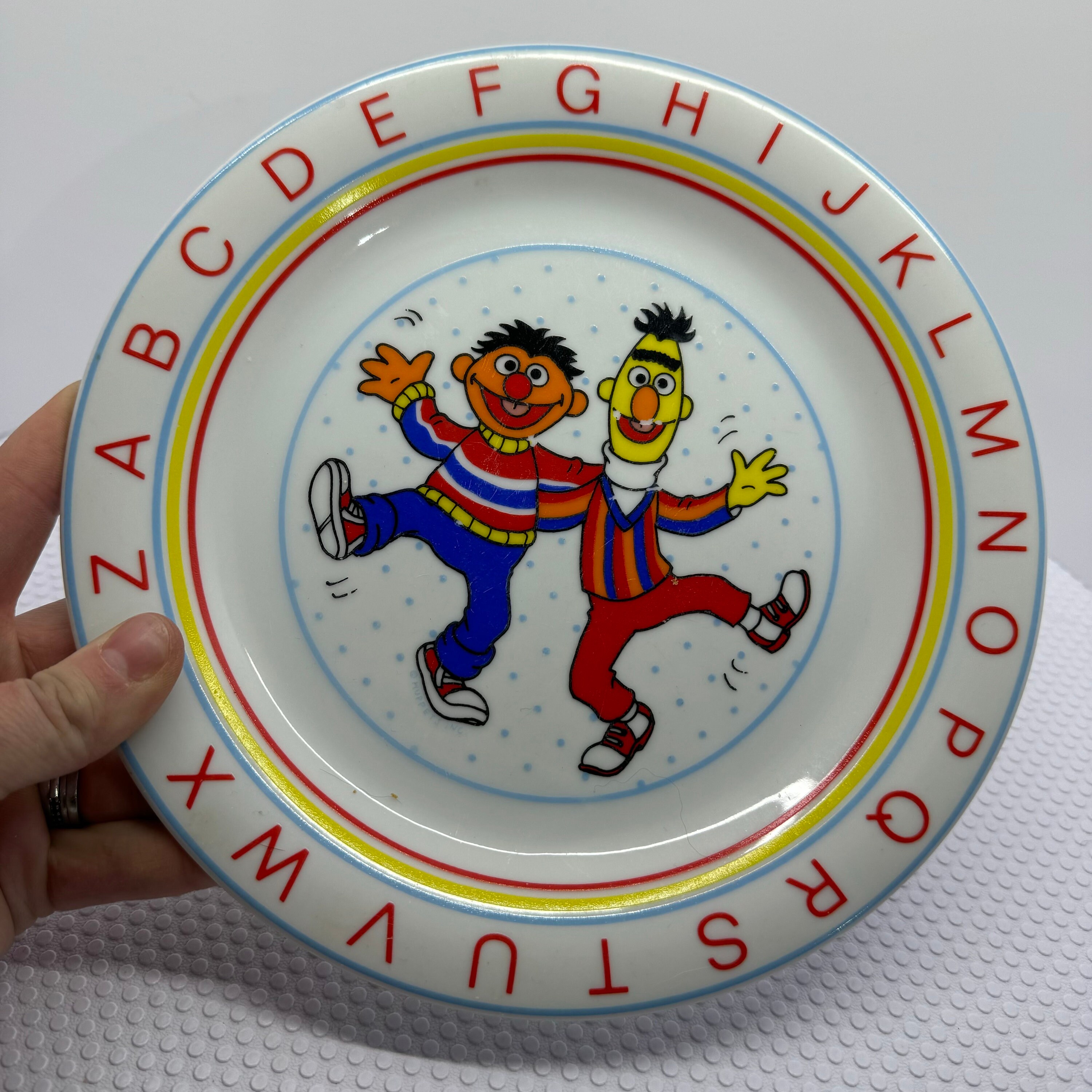 Vintage Plate Sesame Street Ernie Bert Muppets Inc. Alphabet Porcelain ...