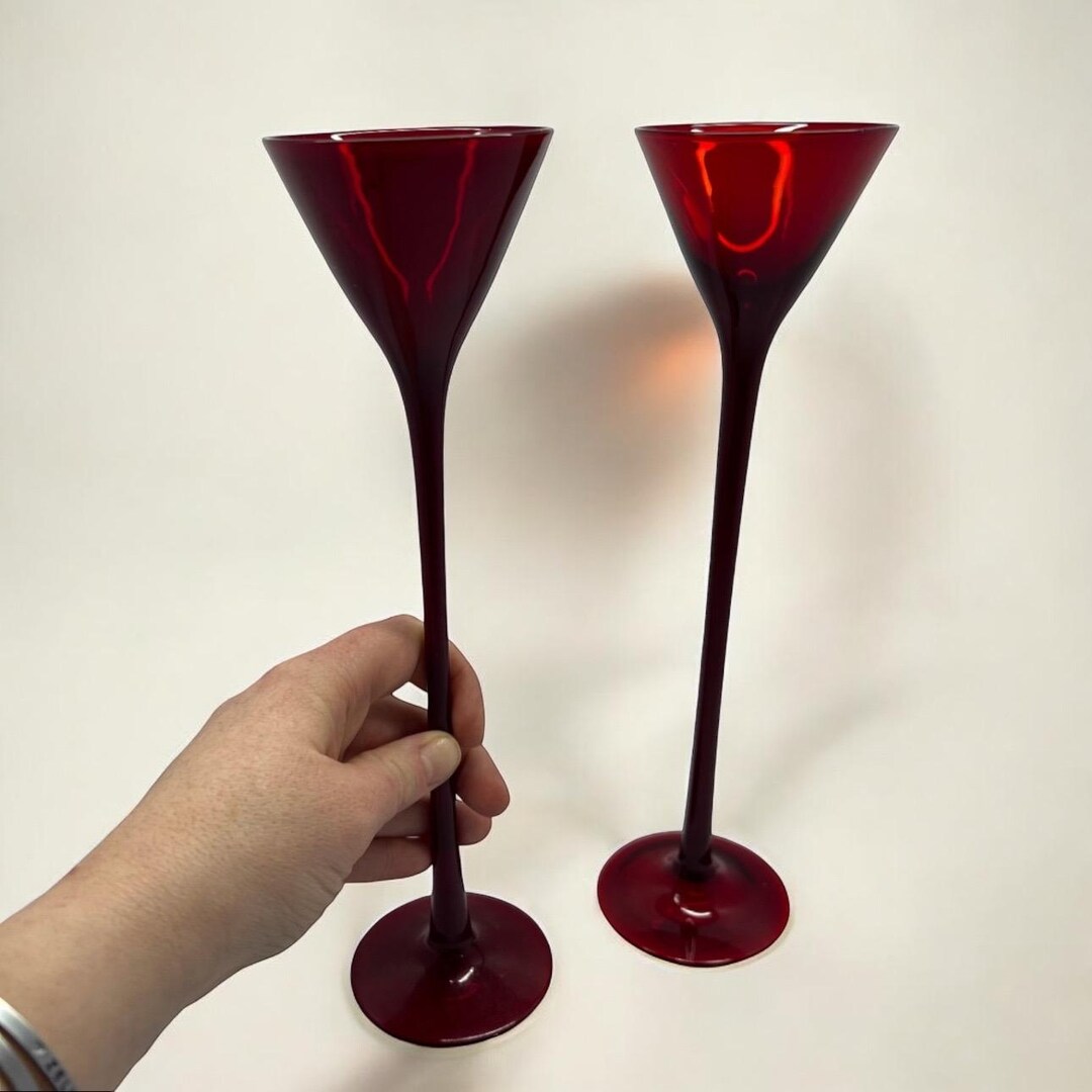 Vintage Red Cordials Liquor Glasses – Long Stemmed Smooth Elegant ...