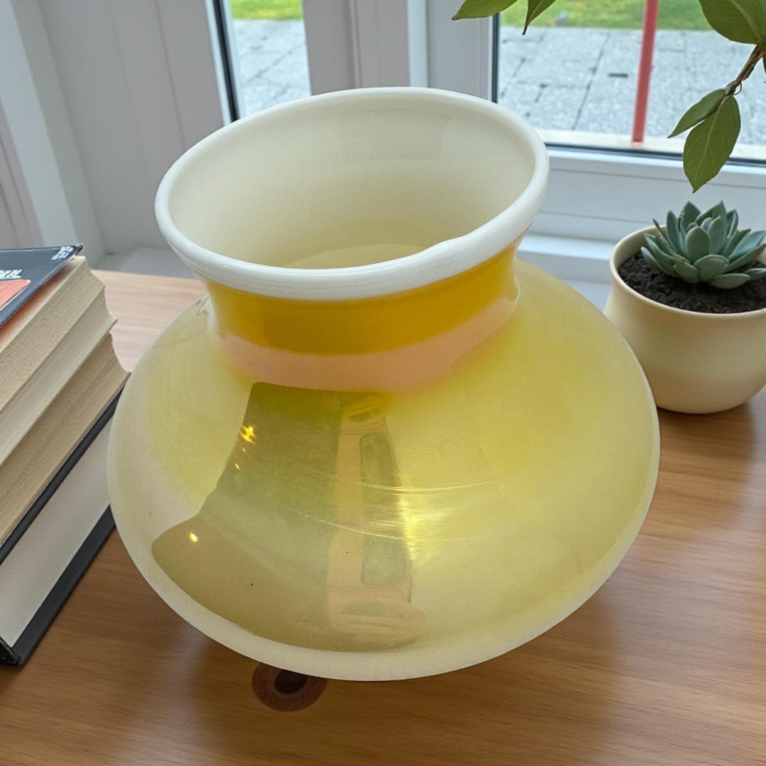 Iridescent Art Glass Lamp Shade – Antique Custard Glass Chandelier ...