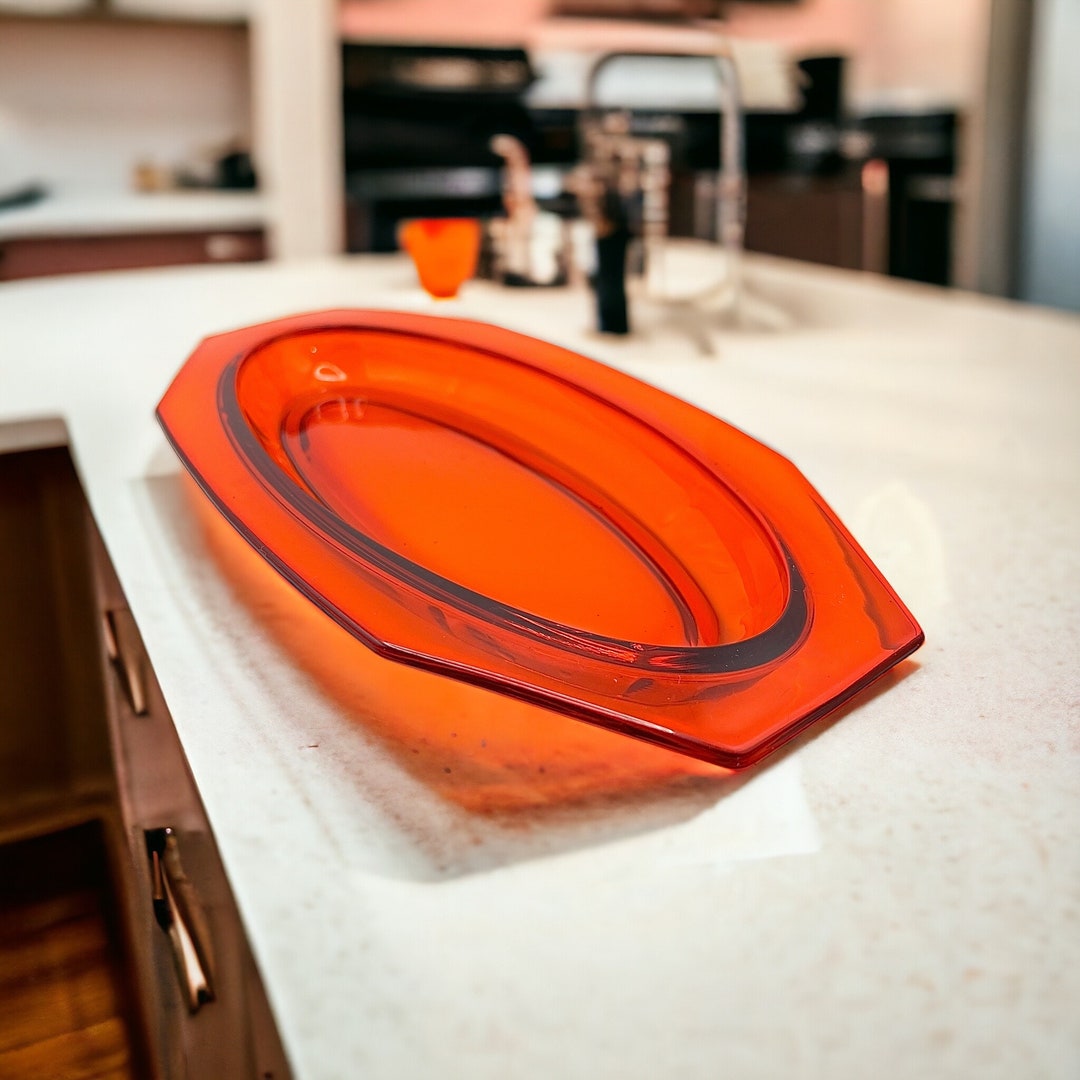Imperial Orange Glass Celery Dishes - Set of 2 - Minimalist Design ...