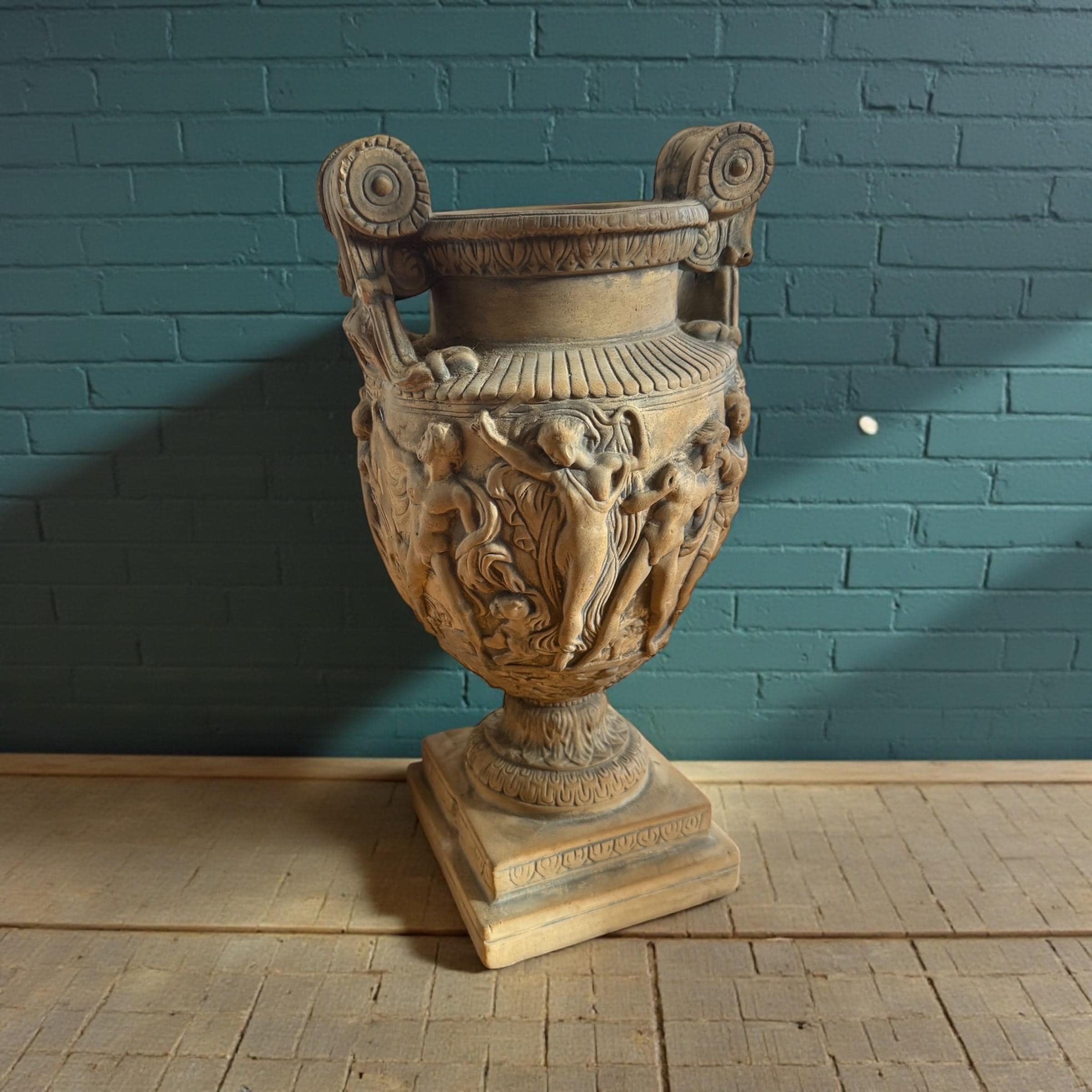 Vintage Reproduction Greek Pottery Urn – Cast Sculpture Home Décor – 13 ...