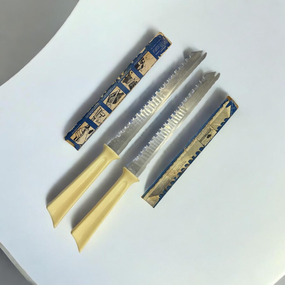 Vintage 1960s Quikut Serrated Meat Knife – Double Edge Blade With Fork ...