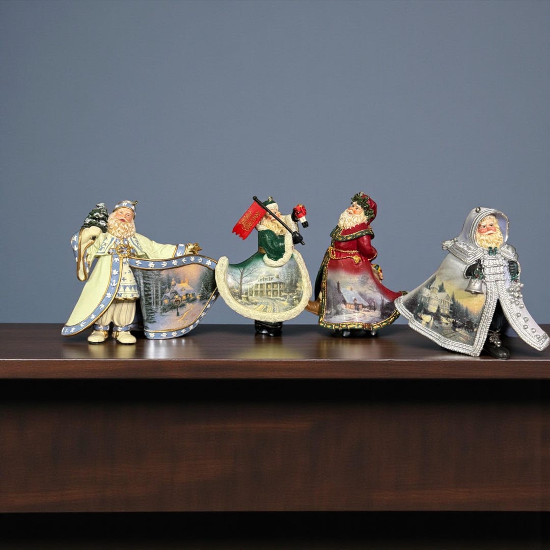 Vintage Thomas Kinkade Old World Santas – Set of 4 Christmas Ornaments ...