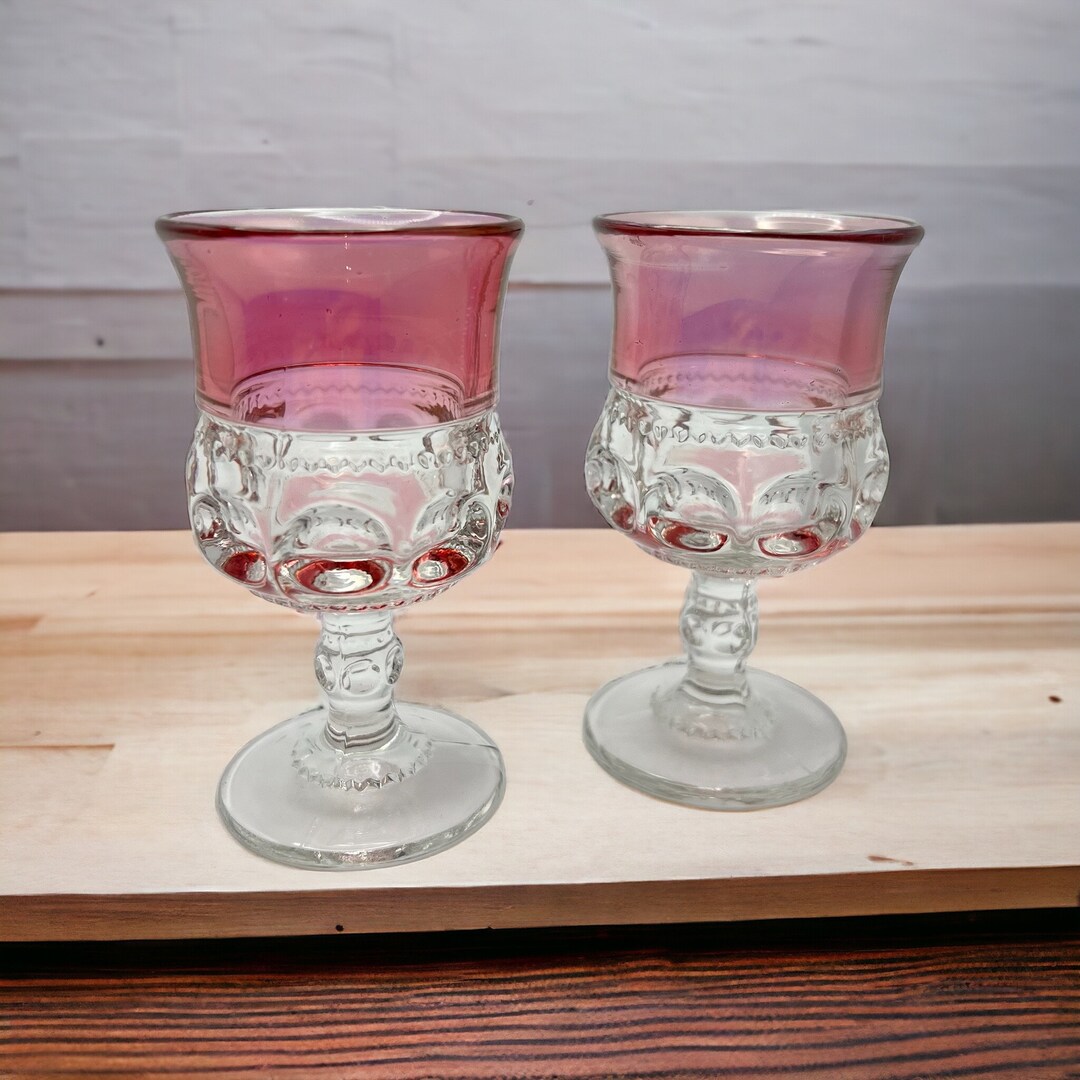 Antique Cranberry Glass Stemware Vintage Cranberry Tiffin King's Crown ...