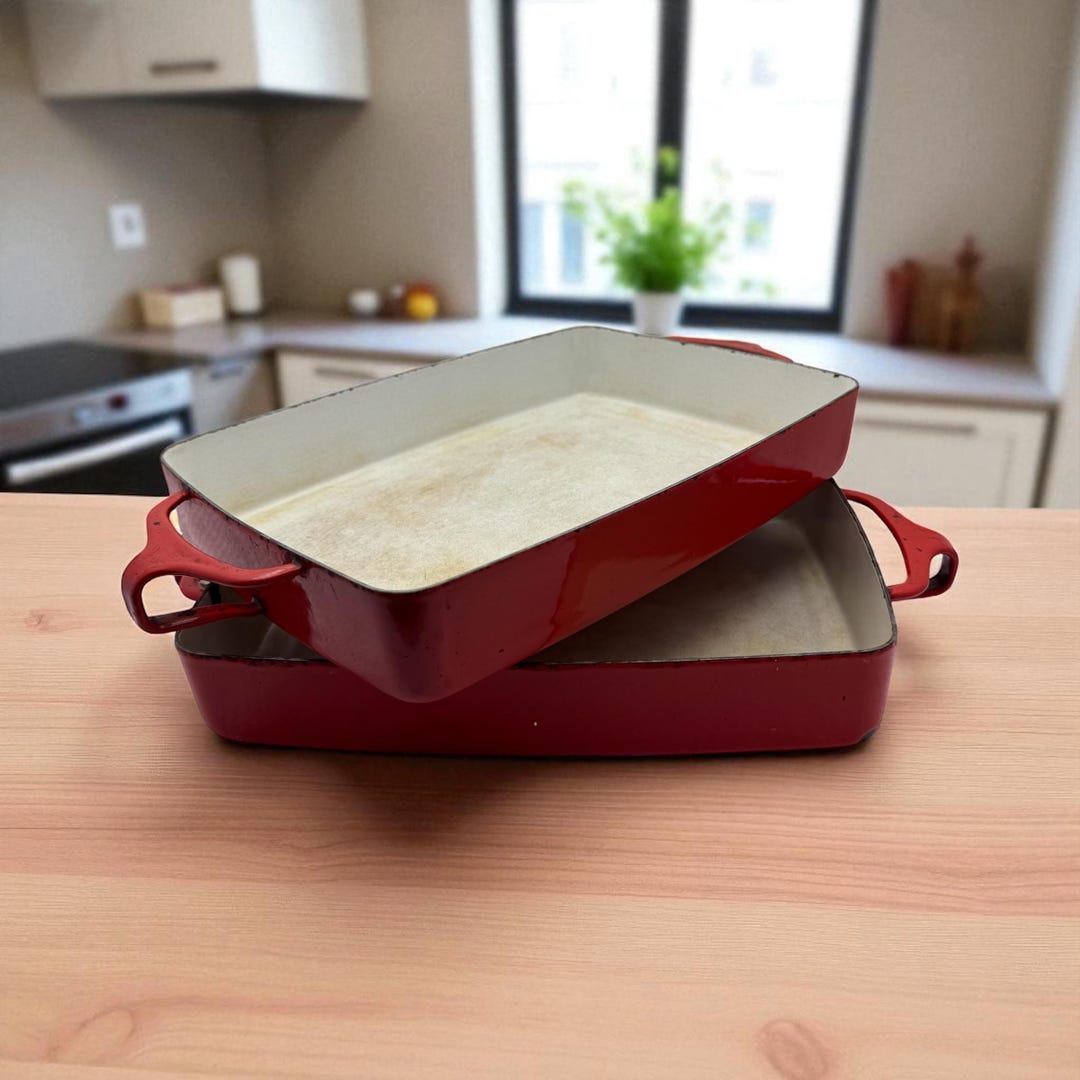 Vintage Dansk International France Red Enamel Rectangular Baking Pan ...