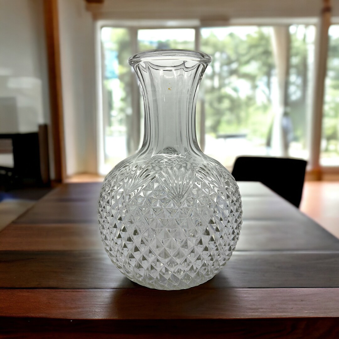 Vintage L.E. Smith Crystal Glass Decanter With Diamond & Fan Cut ...