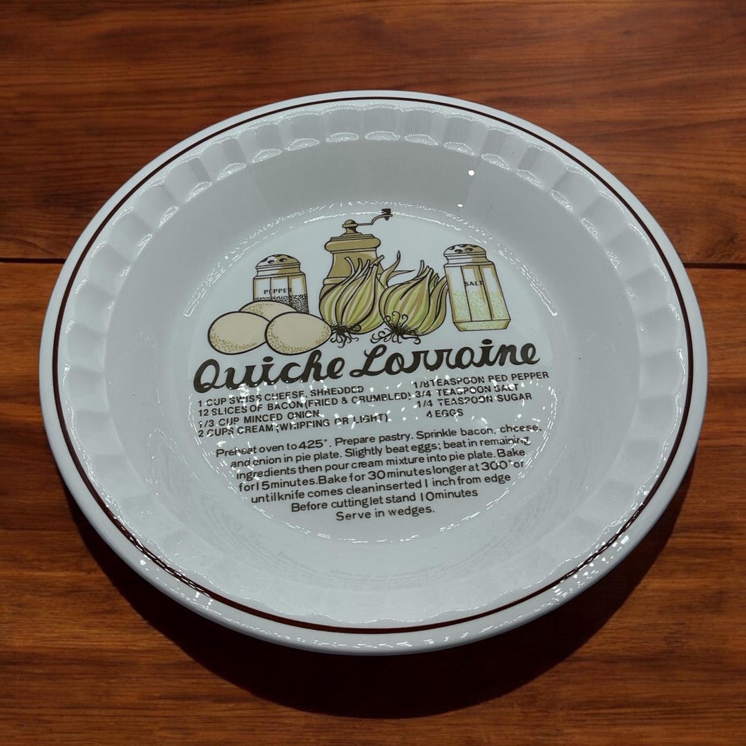 Vintage Hankook Quiche Lorraine Pie Plate – Retro Recipe Dish – 1980s ...