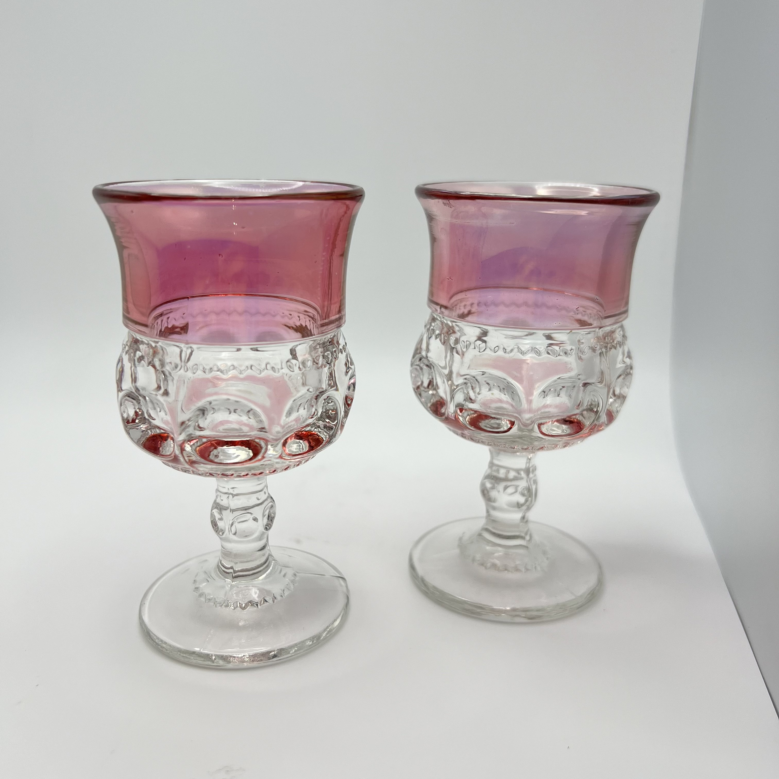 Antique Cranberry Glass Stemware Vintage Cranberry Tiffin King's Crown ...