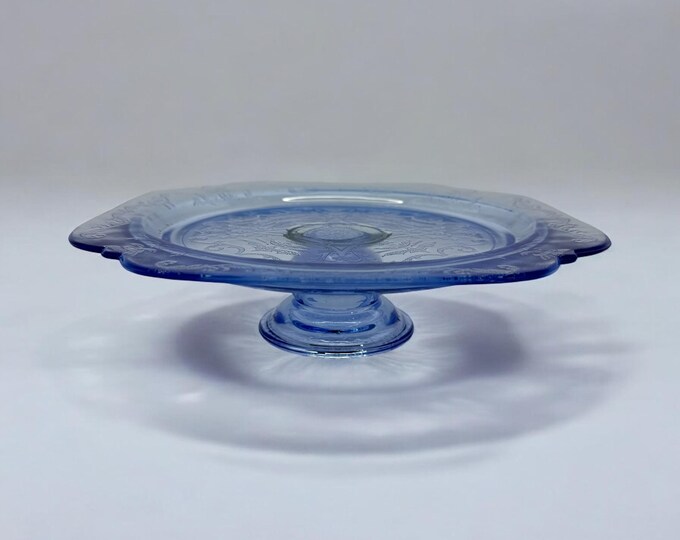 Vintage Indiana Glass Light Blue Cake Stand - Madrid Pattern - Retro ...