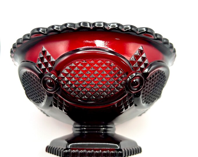 Vintage Avon Cape Cod Ruby Red Pedestal Bowl - Ruby Red Candy Bowl ...