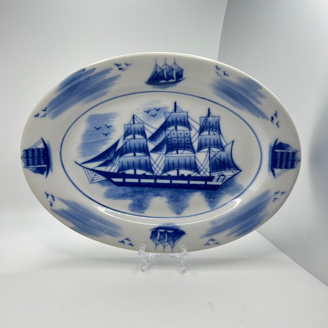 Nautical Schooner Ship Plate Handcrafted 3 Mast Sailing Ship - Etsy