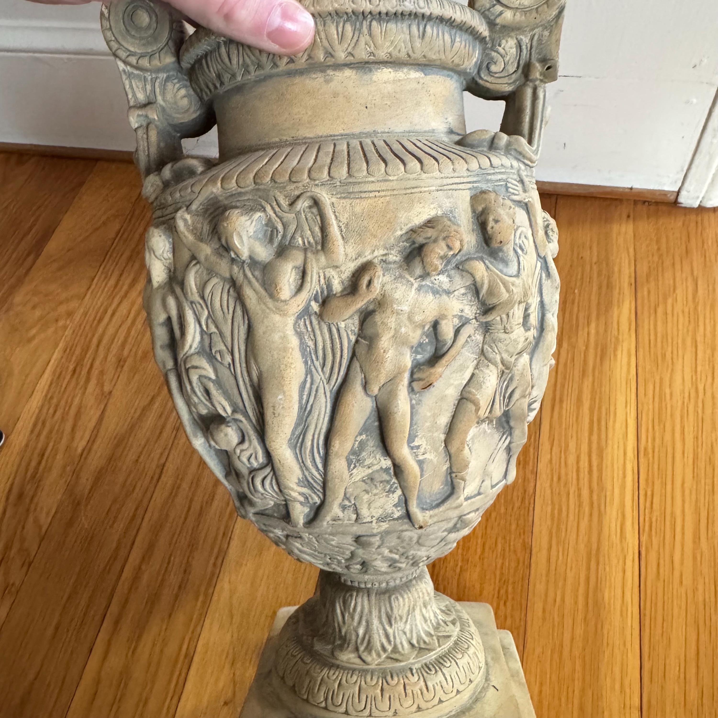 Vintage Reproduction Greek Pottery Urn – Cast Sculpture Home Décor – 13 ...