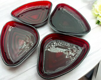 Vintage Royal Ruby Red Anchor Glass Dinnerware, Red Glassware, 16 Piece ...