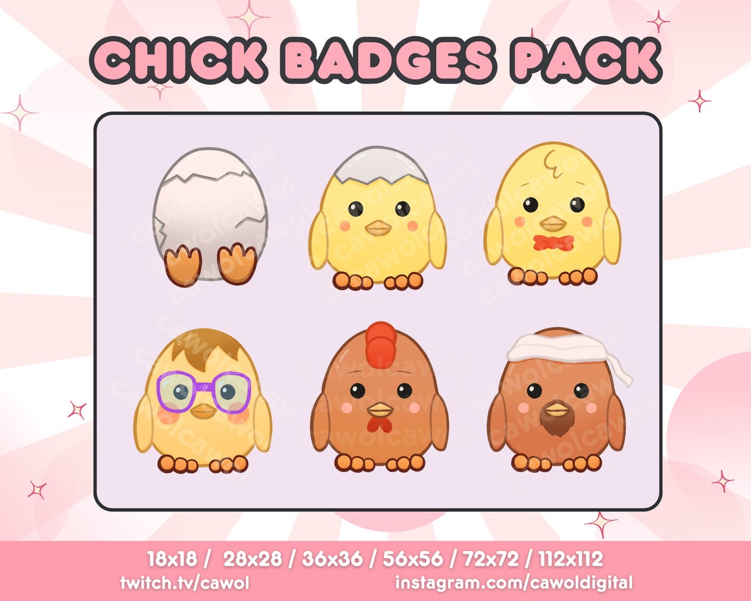 Chick Chicken Twitch Subscribers Badges Pack for Your Streams - Etsy
