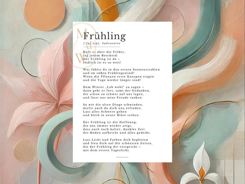 Spring Poem Poster – Poetry as a Wall Art | Digital Download | Spring ...