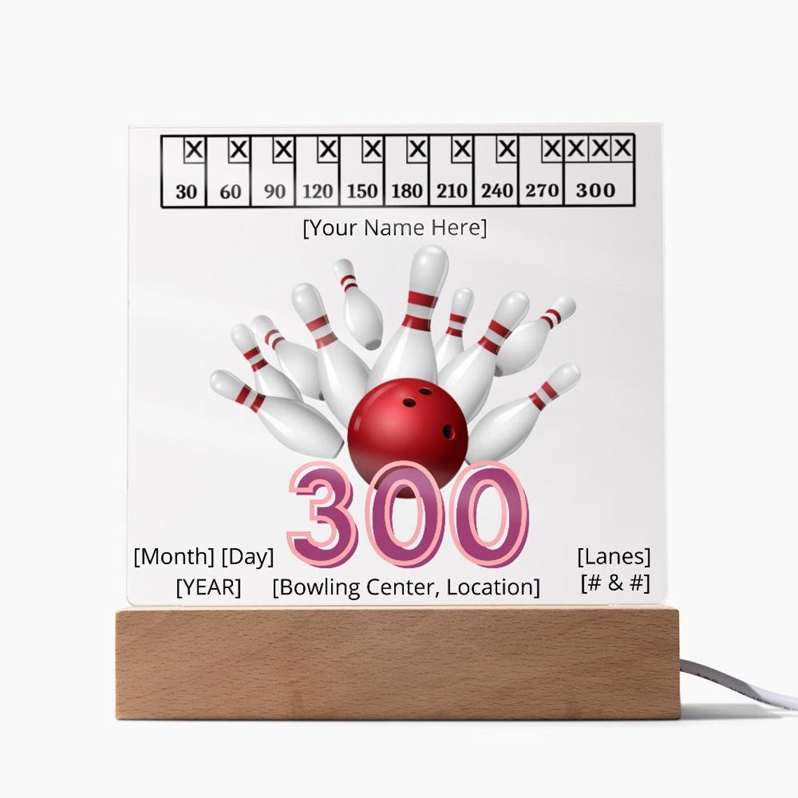 Bowling 300 Game Honor Score Reward Acrylic Perfect Game - Etsy