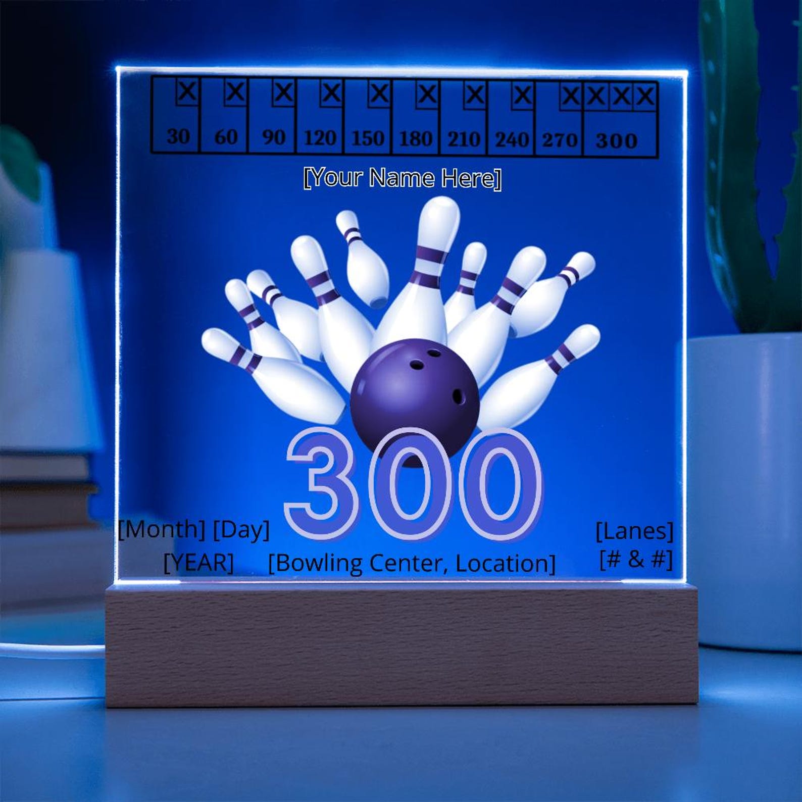 Bowling 300 Game Honor Score Reward Acrylic Perfect Game - Etsy